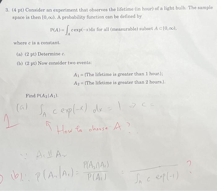 Solved 3. (4 pt) Consider an experiment that observes the | Chegg.com