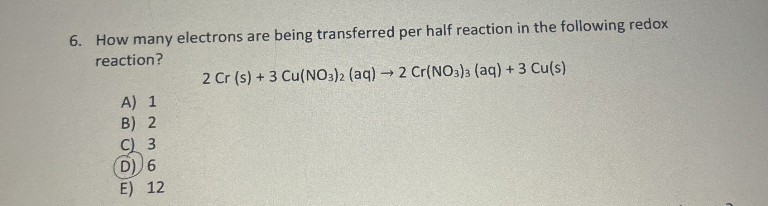 Solved How many electrons are being transferred per half | Chegg.com