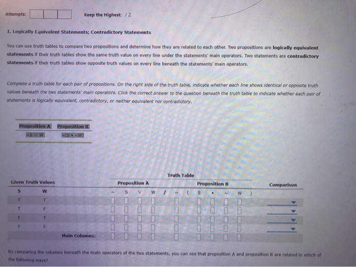 Solved Attempts: Keep the Highest: /2 1. Logically | Chegg.com