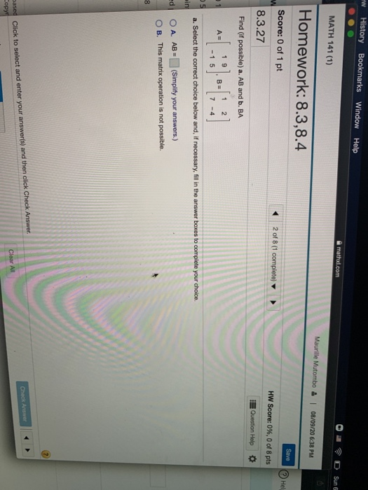 Solved w History Bookmarks Window Help mathal.com D Sun G | Chegg.com