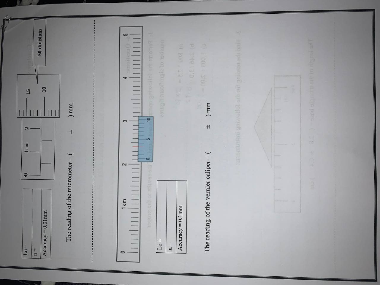 Solved The reading of the micrometer \table[[Lo= | Chegg.com
