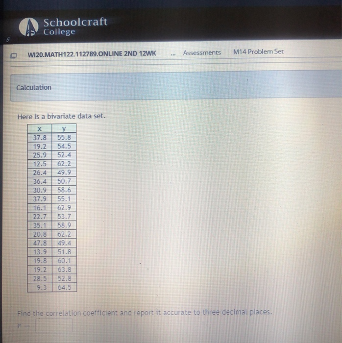 Solved Schoolcraft College WI20.MATH122.112789.ONLINE 2ND | Chegg.com