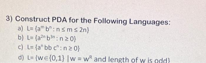 Solved Write CFG to the following language: a) | Chegg.com