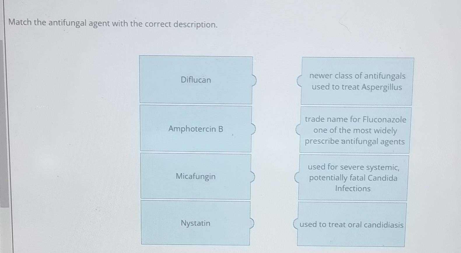 Solved Match the antifungal agent with the correct | Chegg.com