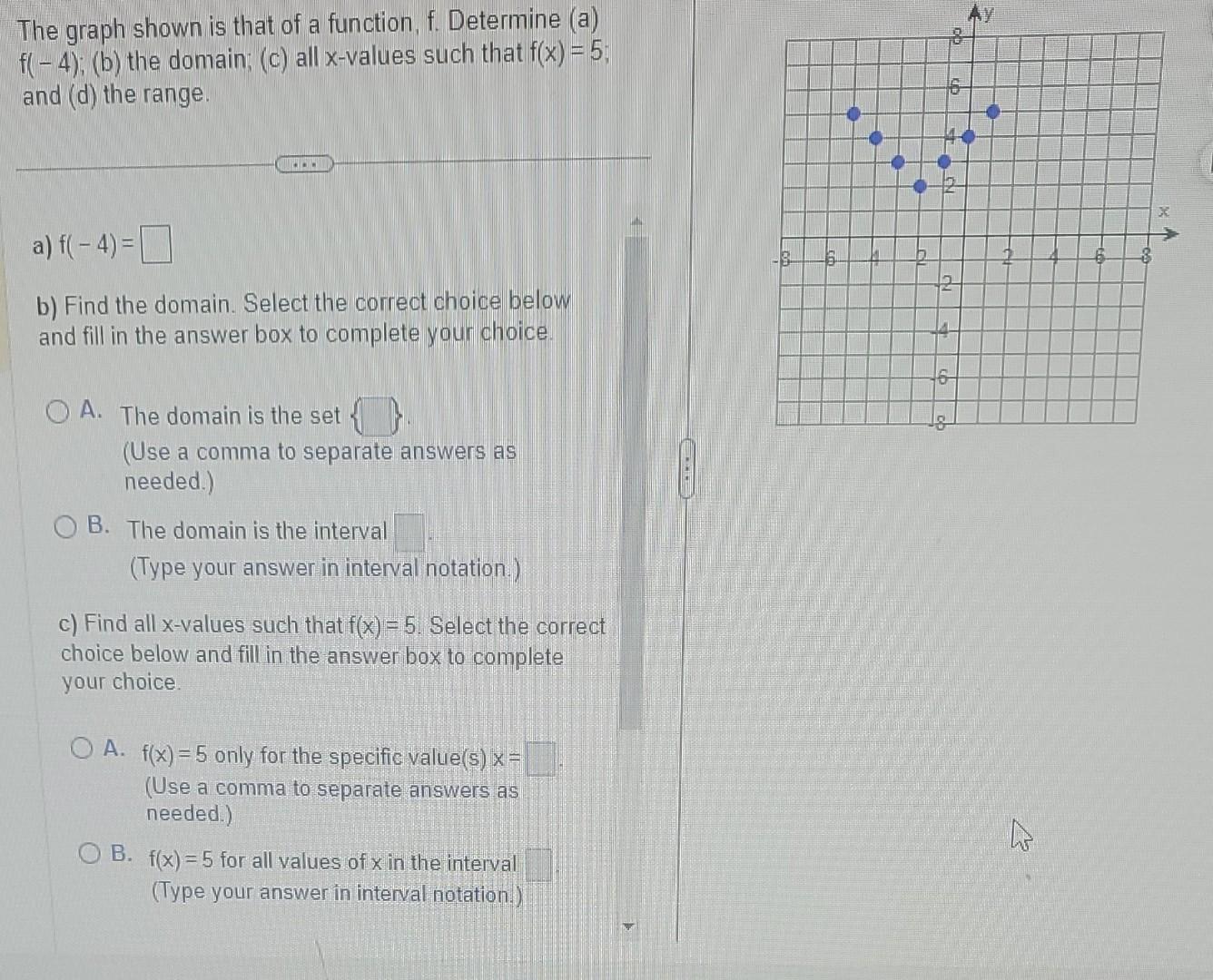 Solved The graph shown is that of a function, f. Determine | Chegg.com
