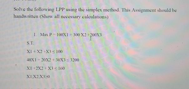 Solved Solve the following LPP using the simplex method. | Chegg.com