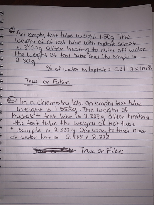Solved 'An empty test tube weight 1.50g. The weight of of | Chegg.com