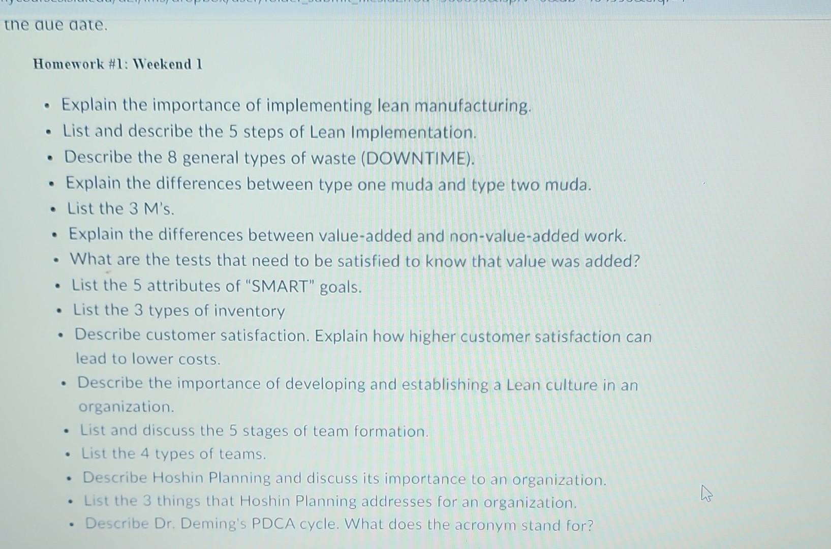 Solved Homework \#1: Weekend l - Explain the importance of | Chegg.com