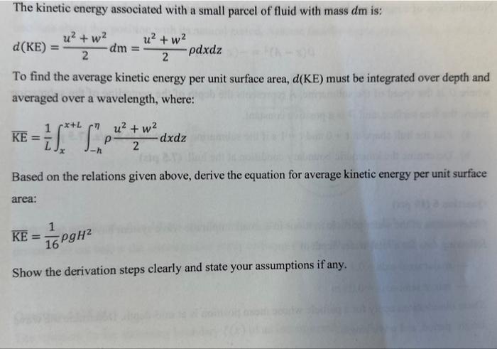 Solved The kinetic energy associated with a small parcel of | Chegg.com