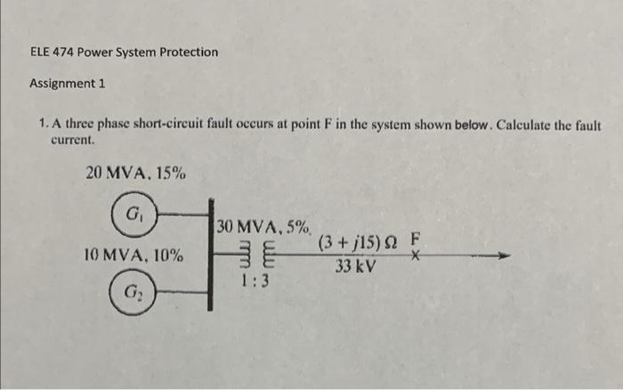[Solved]: 1. A three phase short-circuit fault occurs at po