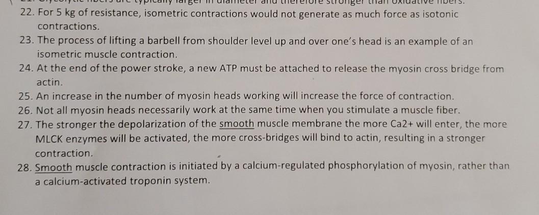 Solved 22. For 5 kg of resistance, isometric contractions | Chegg.com