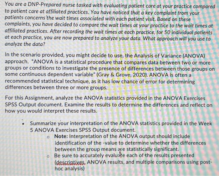 Solved Week 5 Anova Exercises Spss Output Descriptives