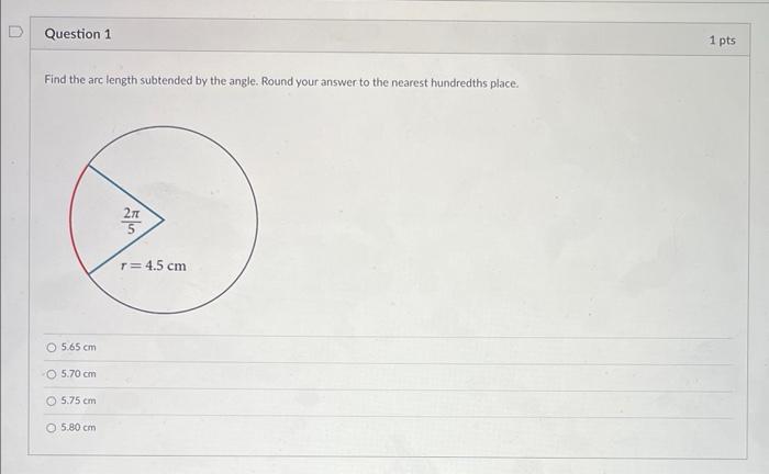 Solved Find the arc length subtended by the angle. Round | Chegg.com Solved Find the arc length subtended by the angle. Round | Chegg.com