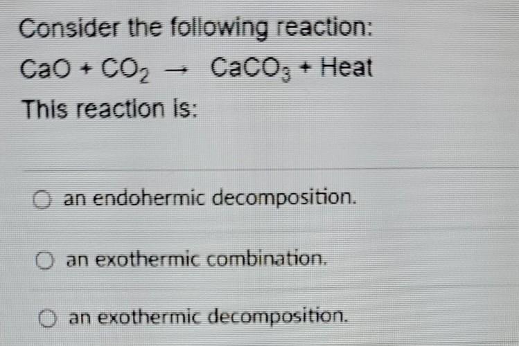 Solved Consider The Following Reaction Cao Co2 Caco3 Chegg