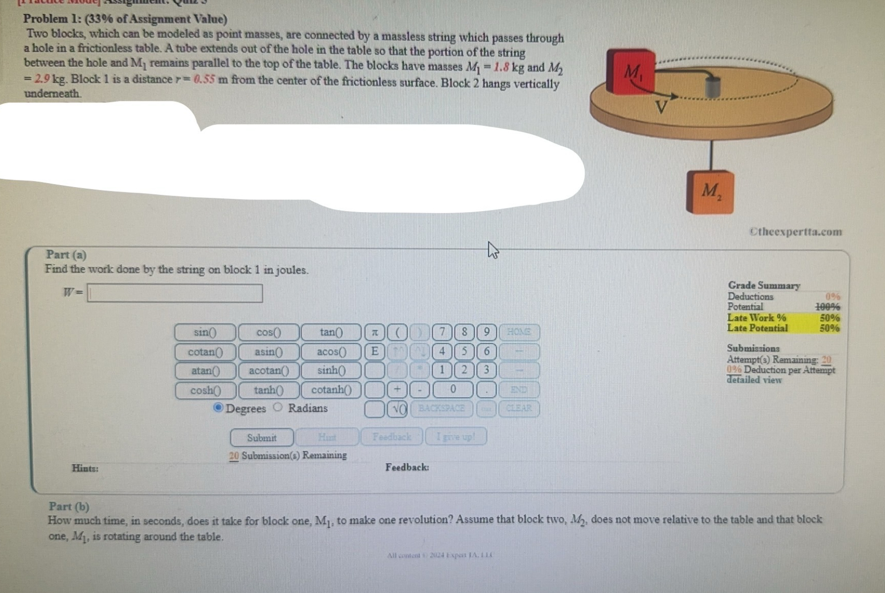 Solved Problem 1: ( 33% ﻿of Assignment Value)Two blocks, | Chegg.com