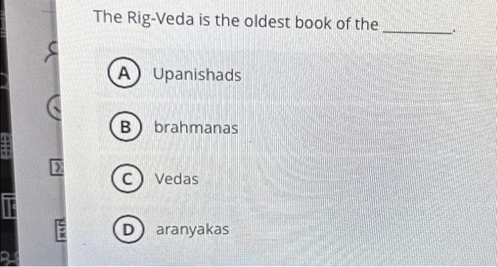 The Rig-Veda is the oldest book of the Upanishads | Chegg.com