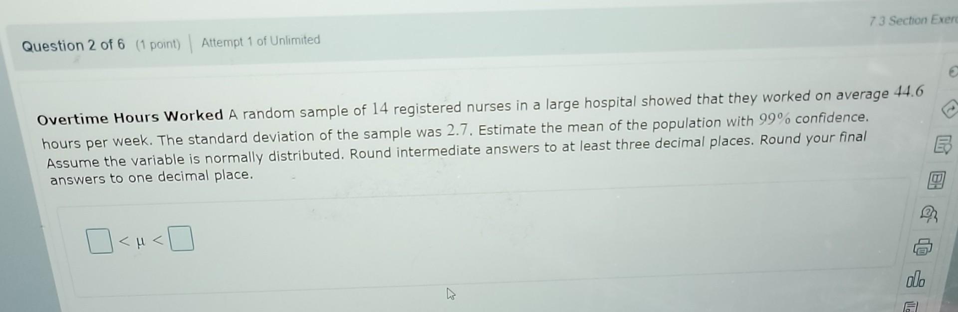 Solved Overtime Hours Worked A random sample of 14 | Chegg.com