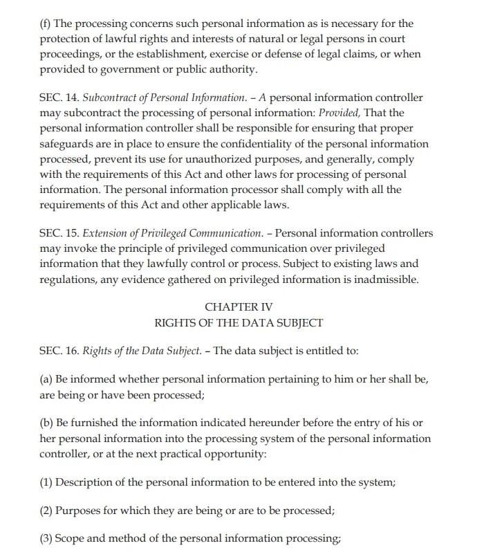 SEC. 12. Criteria for Lawful Processing of Personal | Chegg.com
