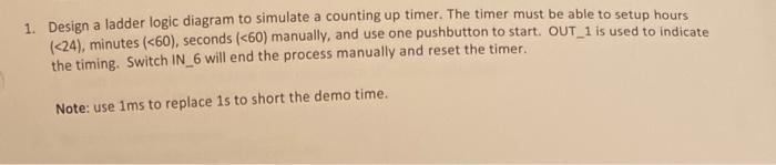 1. Design a ladder logic diagram to simulate a | Chegg.com