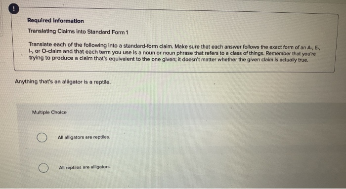 Solved Required Information Translating Claims into Standard | Chegg.com