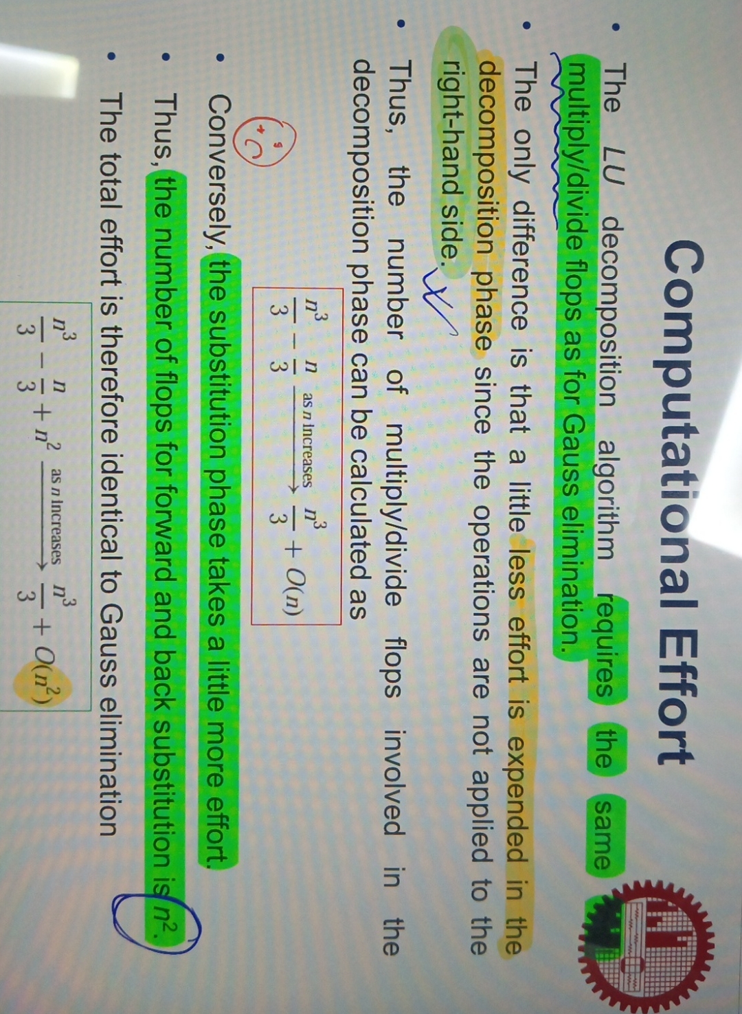 Solved Computational EffortThe LU decomposition algorithm | Chegg.com
