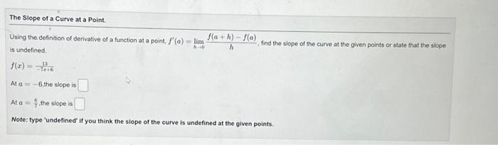 Solved The Slope of a Curve at a Point. Using the definition | Chegg.com