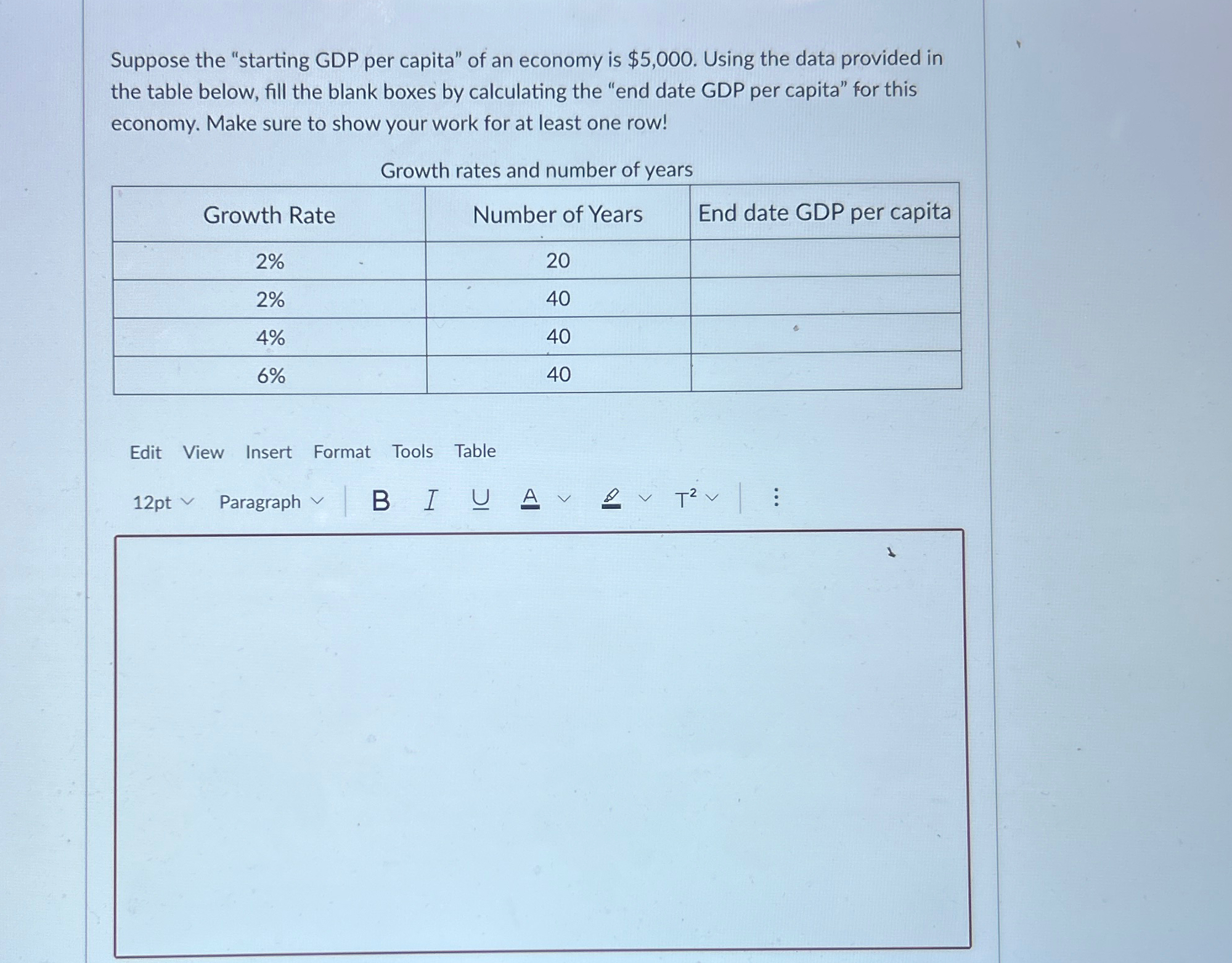Solved Suppose the "starting GDP per capita" of an economy | Chegg.com