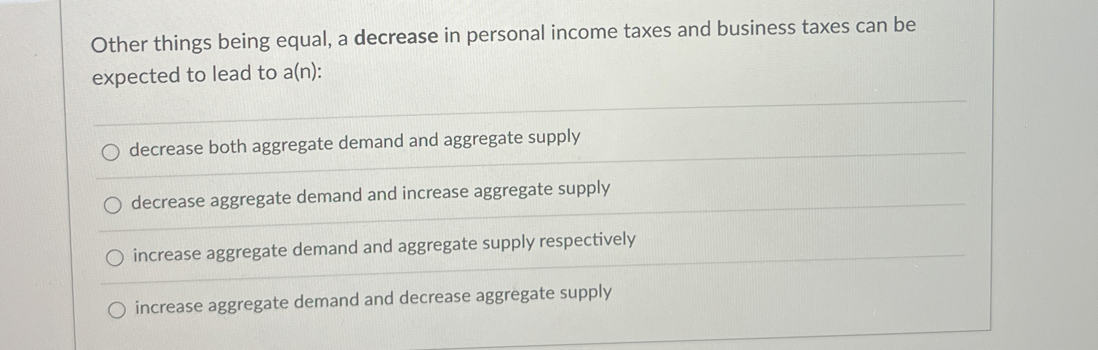 Solved Other things being equal, a decrease in personal | Chegg.com