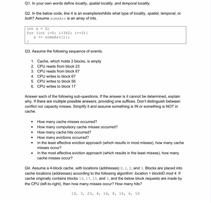 Solved Q1. In your own words define locality, spatial | Chegg.com