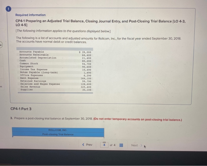 Solved Required information CP4-1 Preparing an Adjusted | Chegg.com