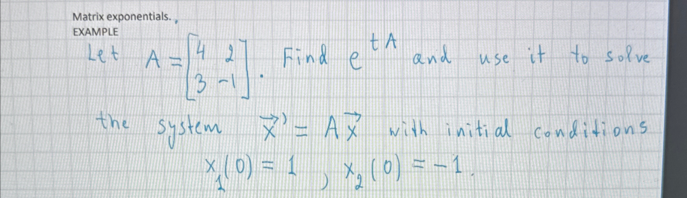 Solved Matrix exponentials., EXAMPLELet A=[423-1]. ﻿Find etA | Chegg.com