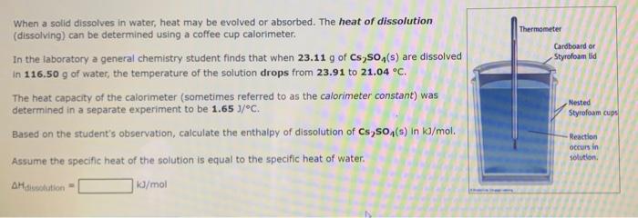 Solved When a solid dissolves in water, heat may be evolved | Chegg.com