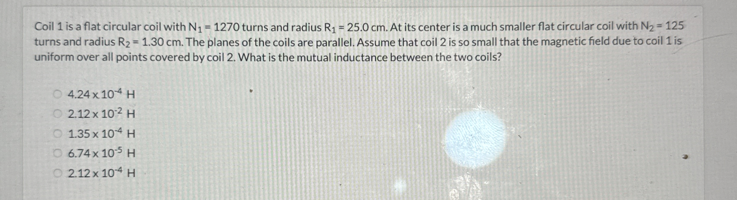 Solved Coil 1 ﻿is a flat circular coil with N1=1270 ﻿turns | Chegg.com