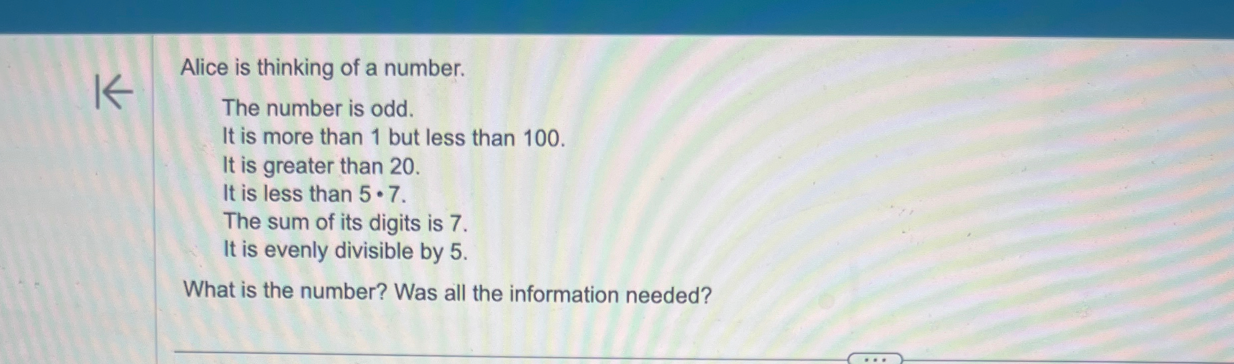 Solved Alice is thinking of a number.The number is odd.It is | Chegg.com