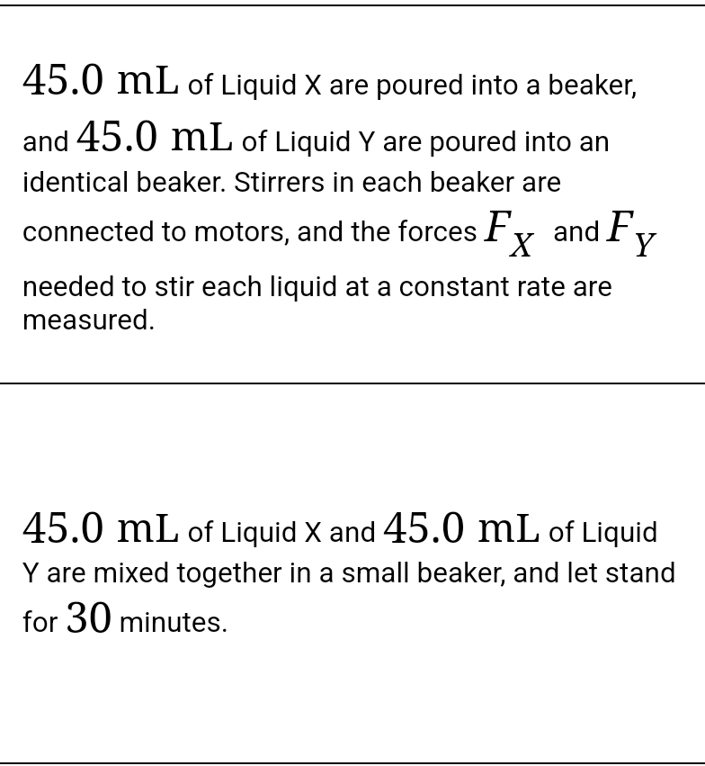 Solved 45.0 ﻿mL of Liquid X are poured into a beaker, and | Chegg.com