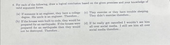 Solved 4. For each of the following, draw a logical | Chegg.com