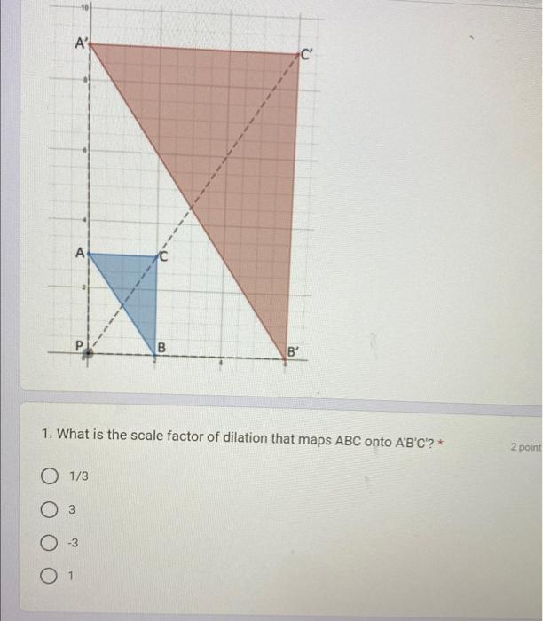 Solved 1. What is the scale factor of dilation that maps ABC | Chegg.com