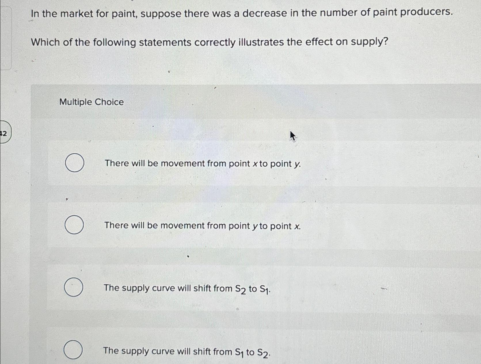 Solved In the market for paint, suppose there was a decrease | Chegg.com