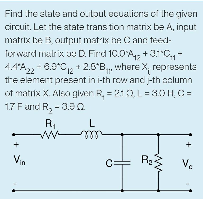 Solved + Find the state and output equations of the given | Chegg.com