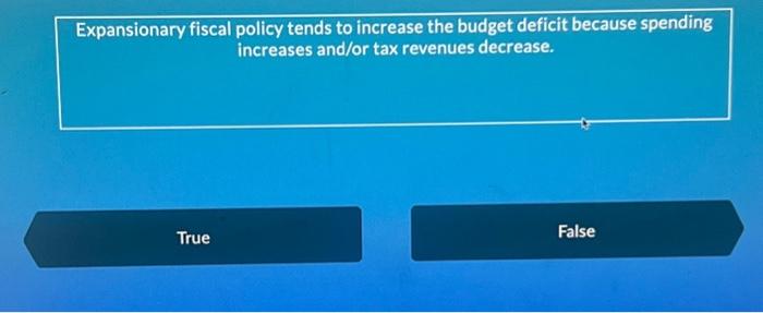 Solved Expansionary fiscal policy tends to increase the | Chegg.com