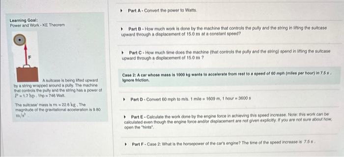 Solved Part A- Convert the power to Watts. Learning Goal: | Chegg.com