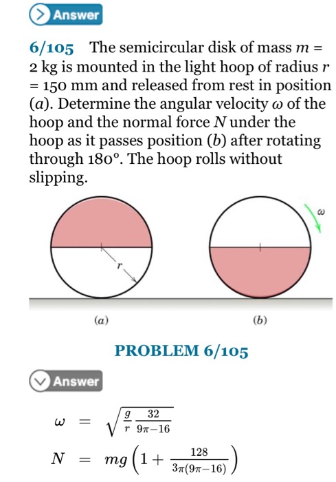 Solved The semicircular disk of mass m = 2 kg is mounted in | Chegg.com