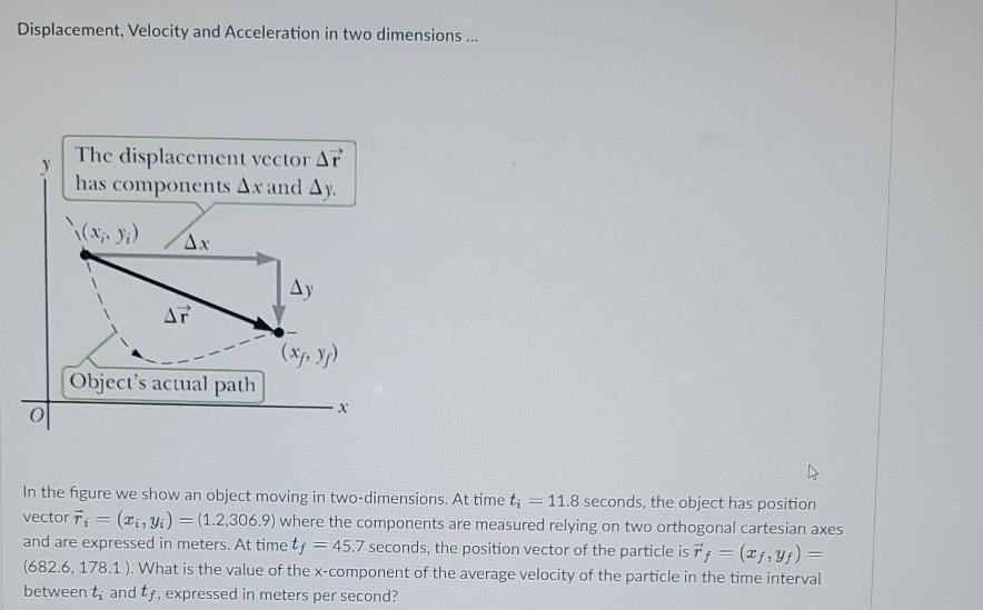 Solved Displacement, Velocity and Acceleration in two | Chegg.com