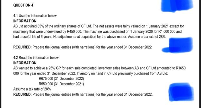 Solved 4.1 Use the information below INFORMATION AB Ltd | Chegg.com