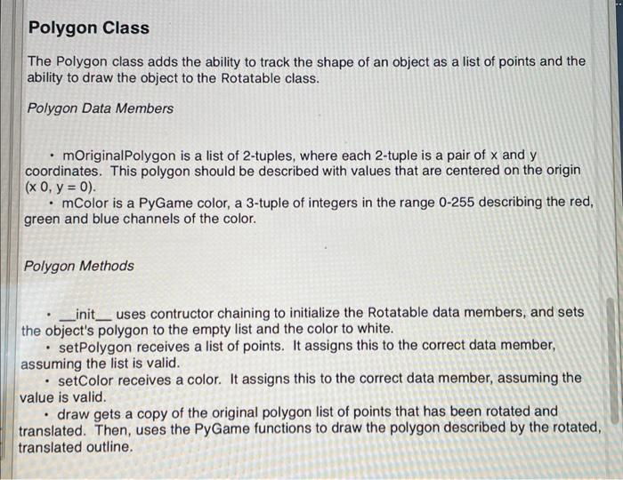 Solved The Polygon class adds the ability to track the shape | Chegg.com