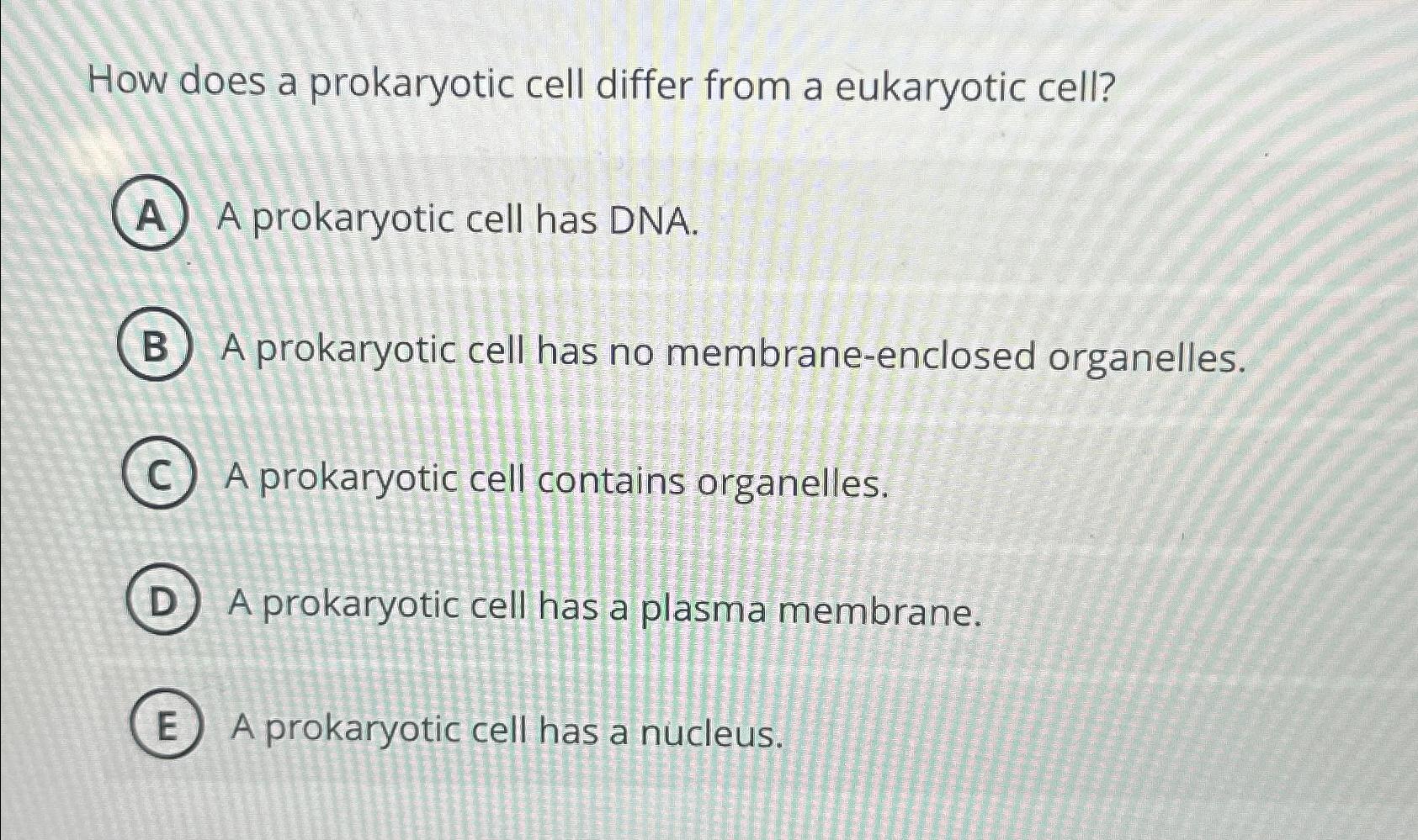 Solved How does a prokaryotic cell differ from a eukaryotic | Chegg.com