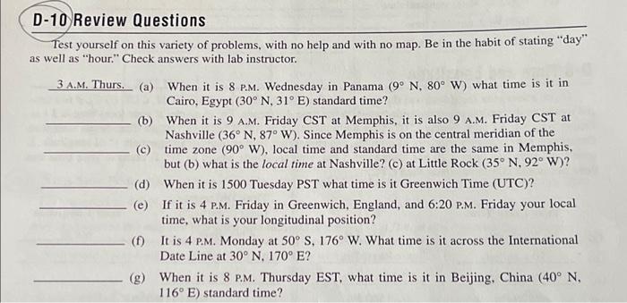 Solved D-10 Review Questions Test yourself on this variety | Chegg.com