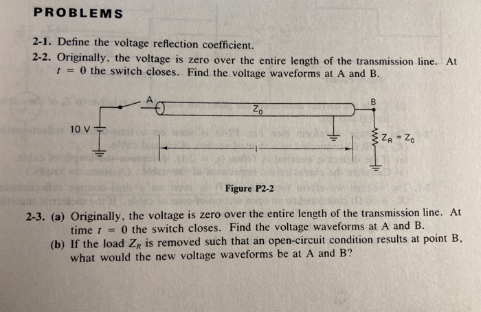 PROBLEMS 2-1. Define the voltage reflection | Chegg.com