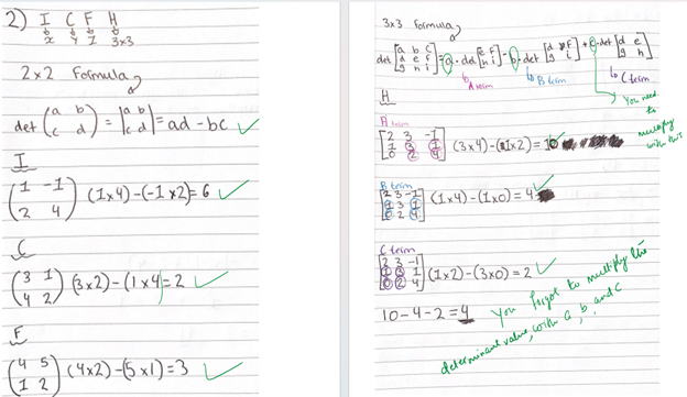 Solved Q2)Calculate the determinant of each of your given | Chegg.com