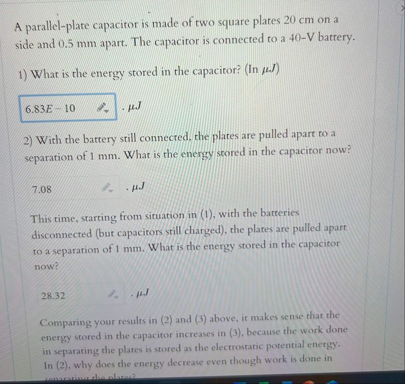 A parallel-plate capacitor is made of two square | Chegg.com